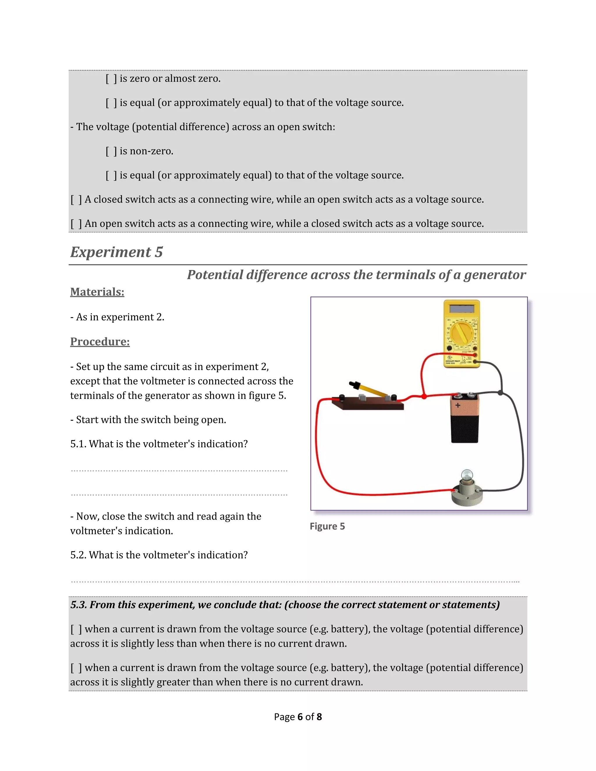 Physics Lab Worksheet#2 Potential Difference | PDF
