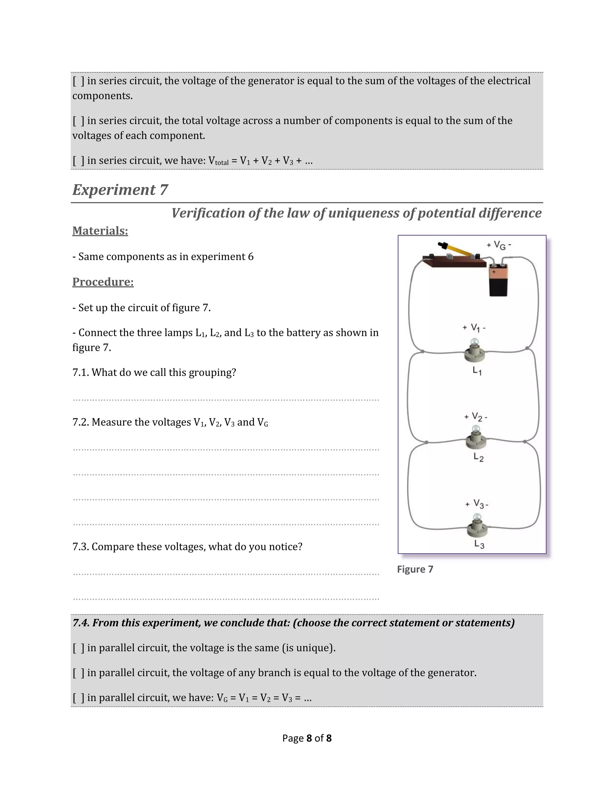 Physics Lab Worksheet#2 Potential Difference | PDF