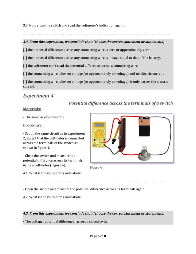 Physics Lab Worksheet#2 Potential Difference | PDF