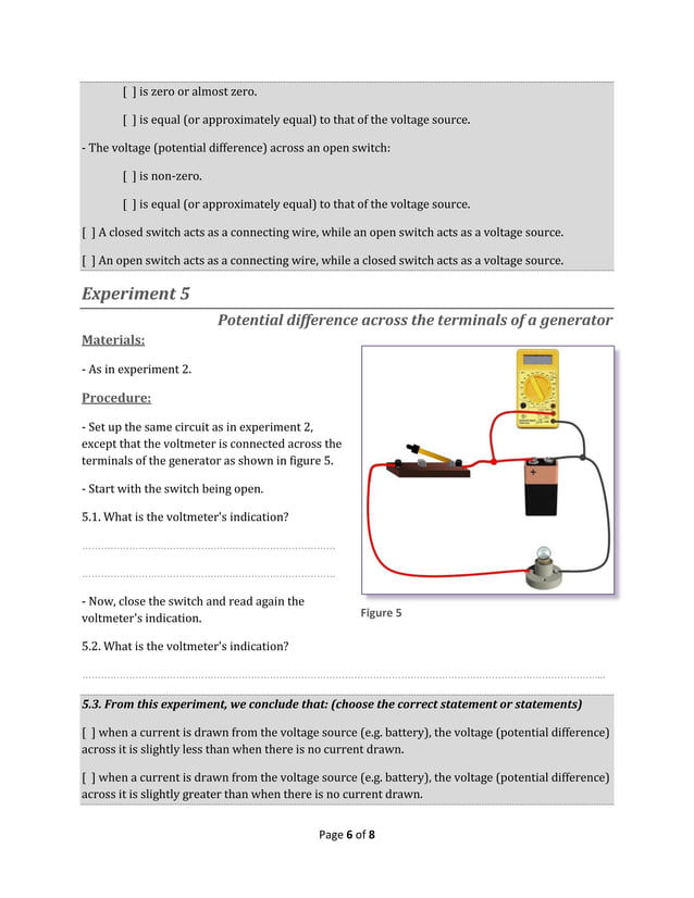 Physics Lab Worksheet#2 Potential Difference | PDF