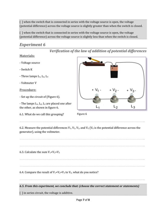 Physics Lab Worksheet#2 Potential Difference | PDF