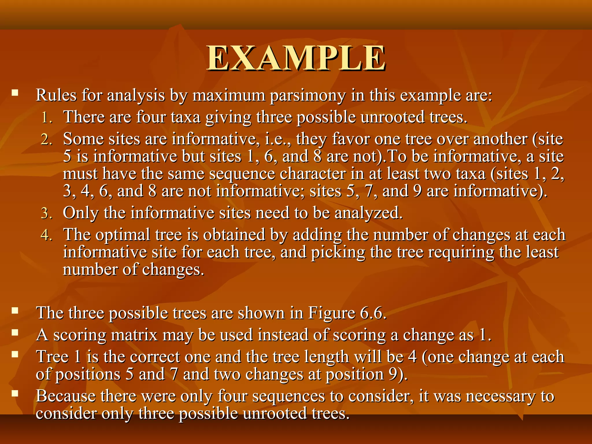 Phylogenetic prediction - maximum parsimony method | PPT
