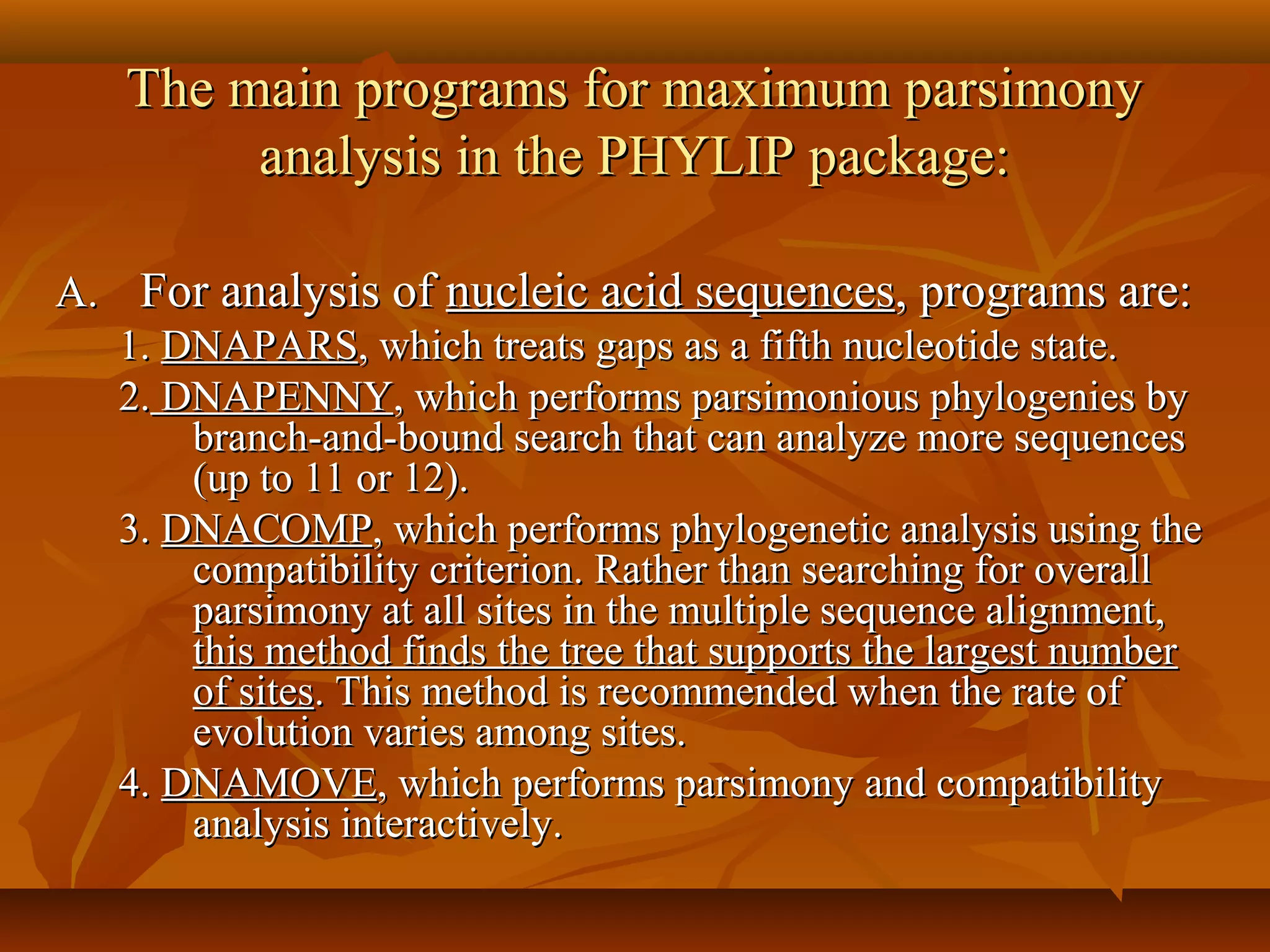 Phylogenetic prediction - maximum parsimony method | PPT