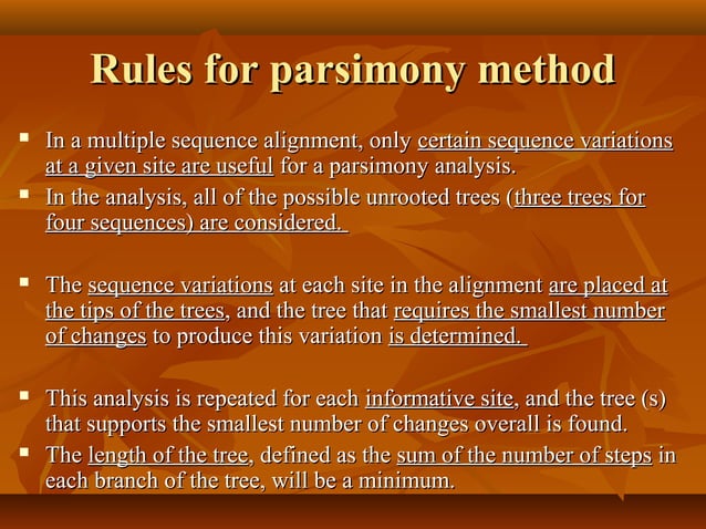 Phylogenetic prediction - maximum parsimony method | PPT | Computer ...