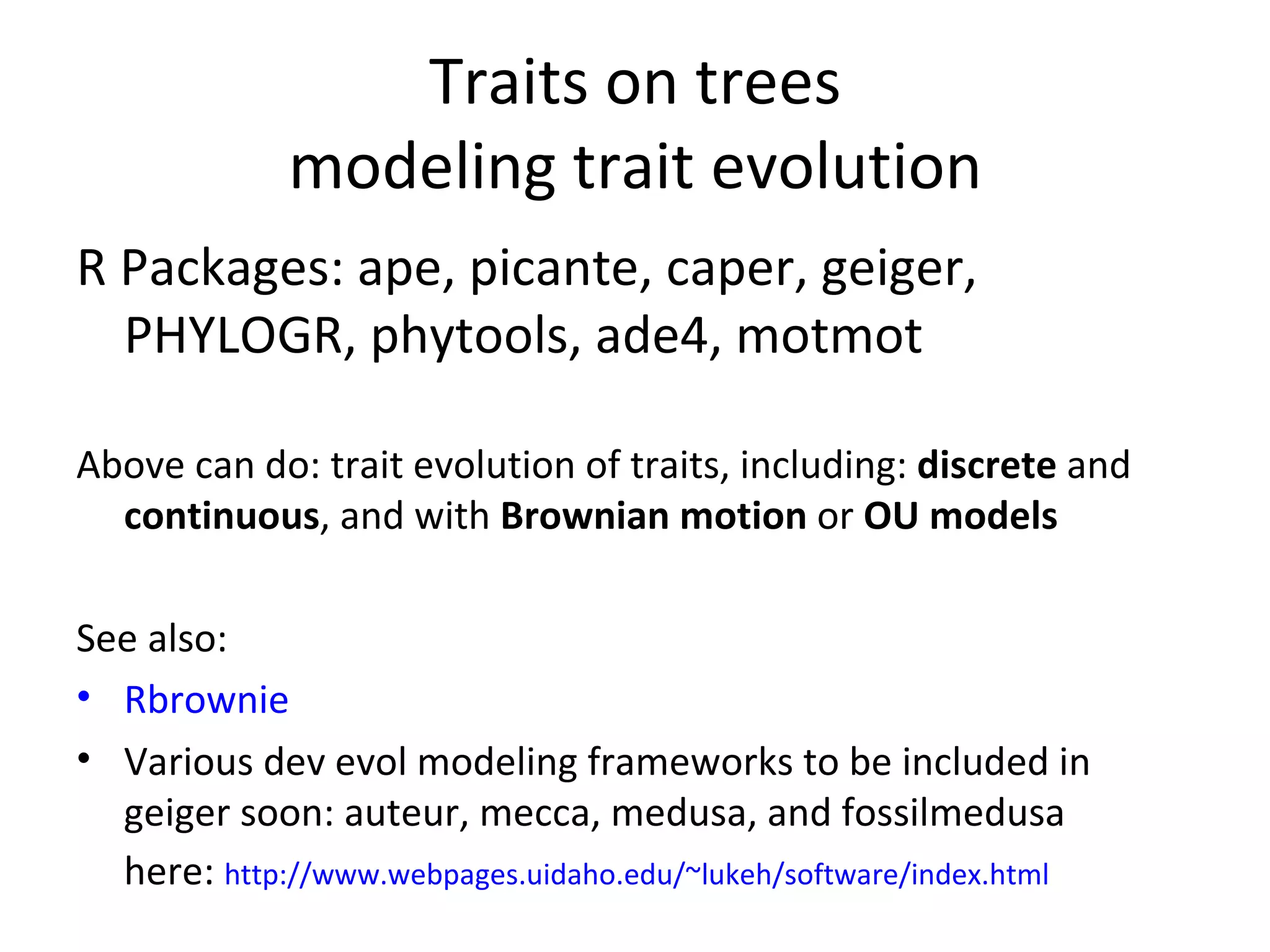 Phylogenetics in R | PPT
