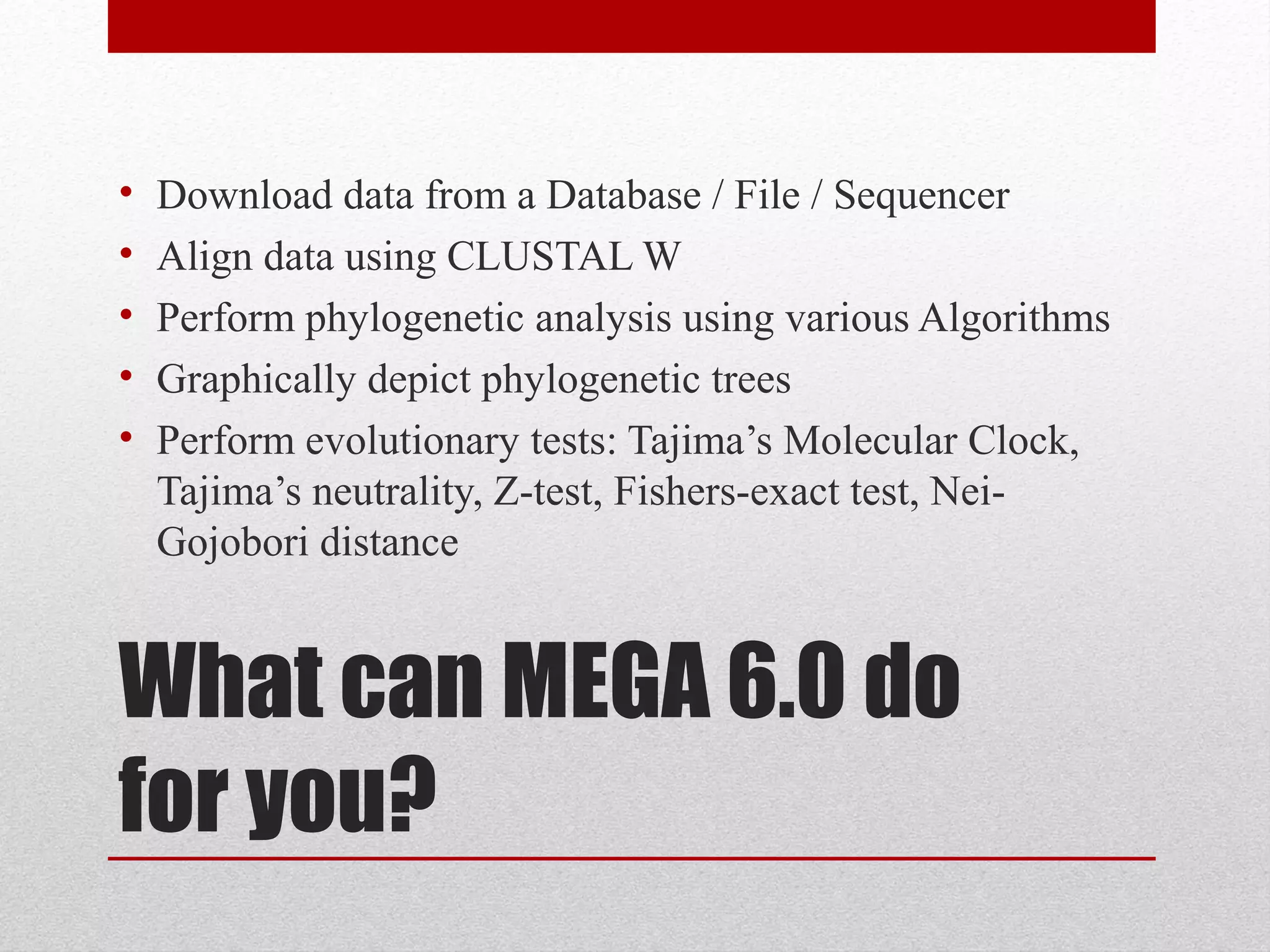PHYLOGENETICS WITH MEGA | PPT