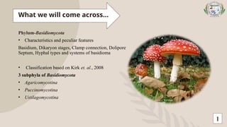 Phylum Basidiomycota: Diversity, Characteristics and Life Cycle | PPTX