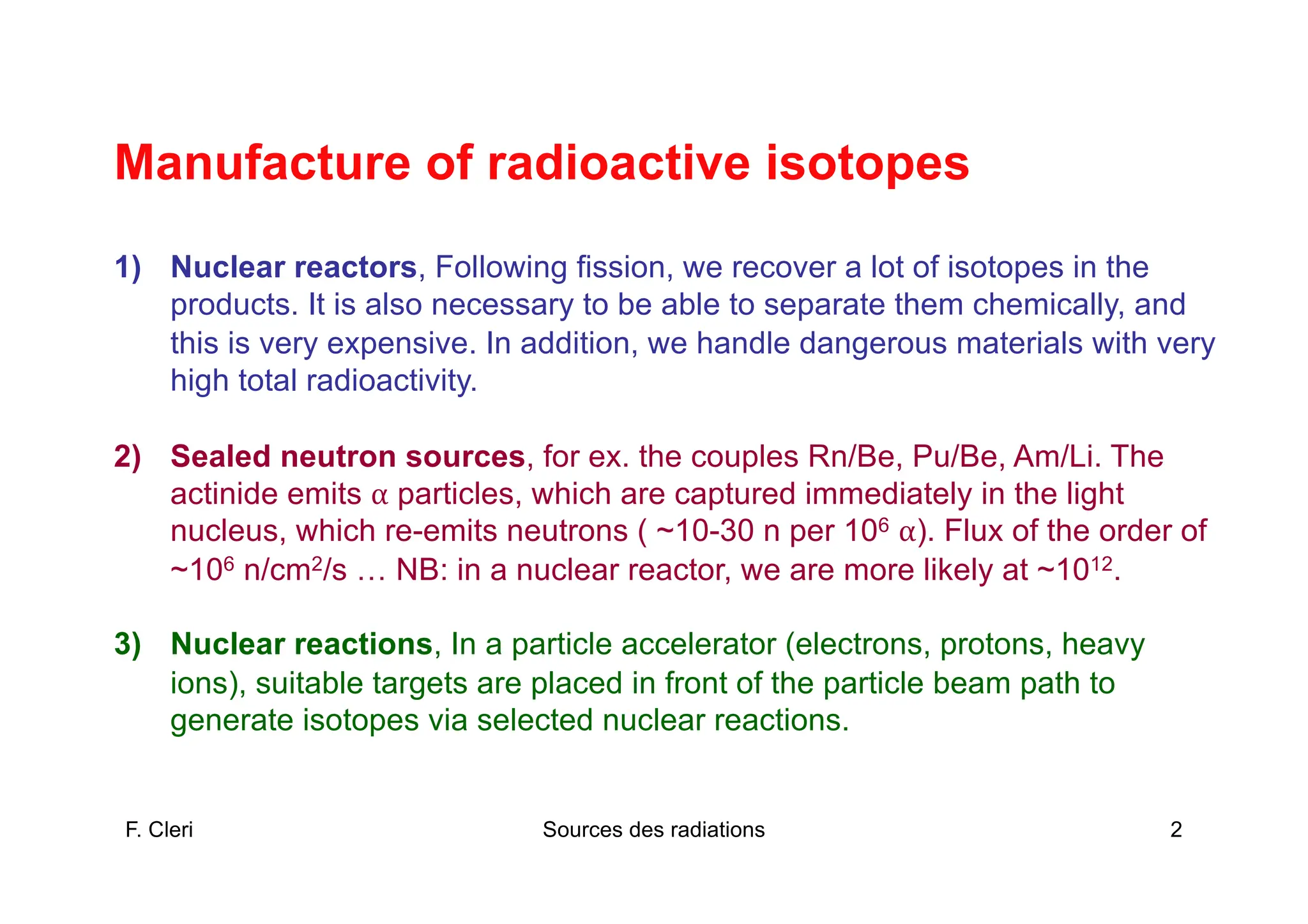 Radioactive sources and radiation beam production - part 2 | PDF