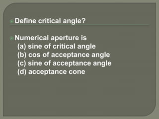 experiment to determine the numerical aperture of an optical fibre.. | PPTX
