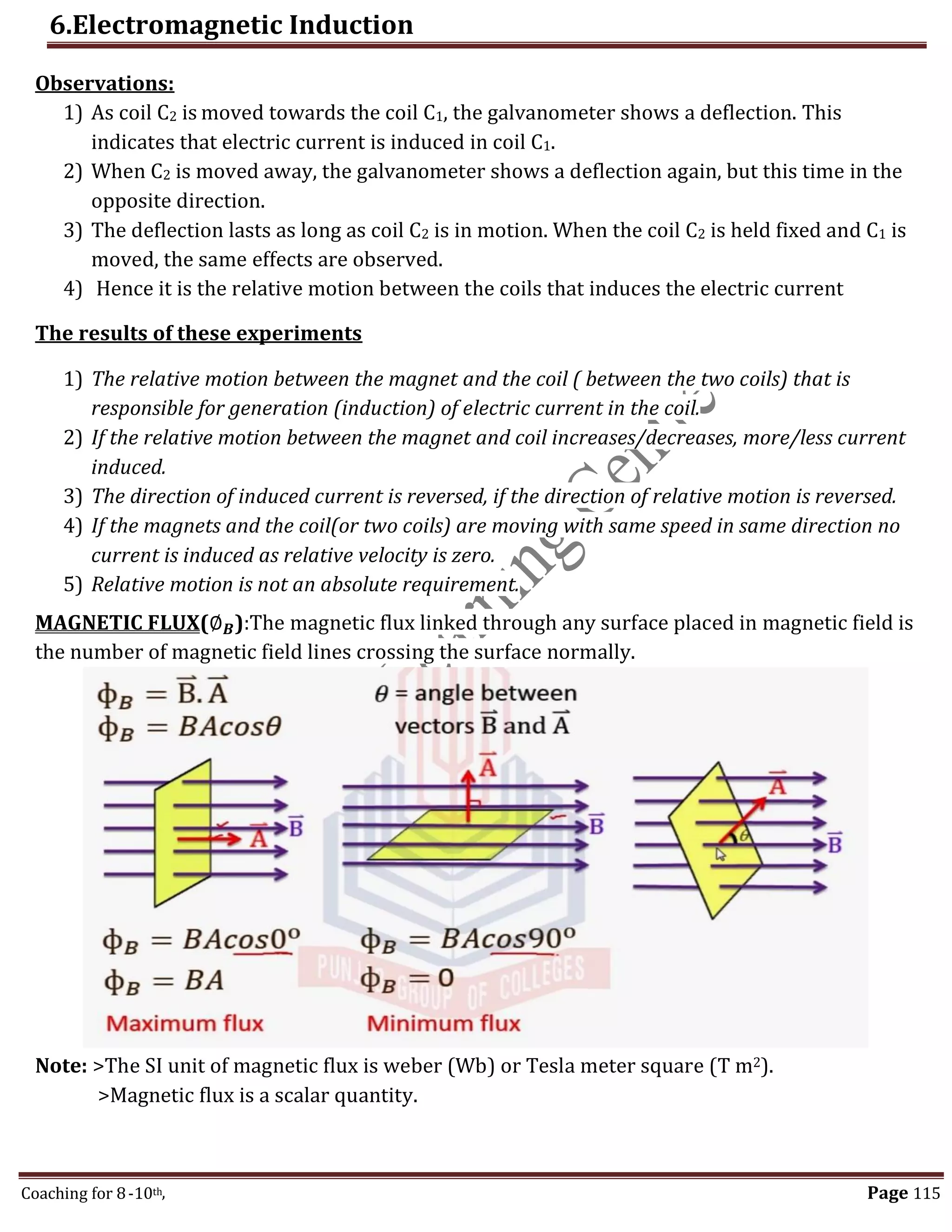PHY PUC 2 Notes Electromagnetic induction | PDF