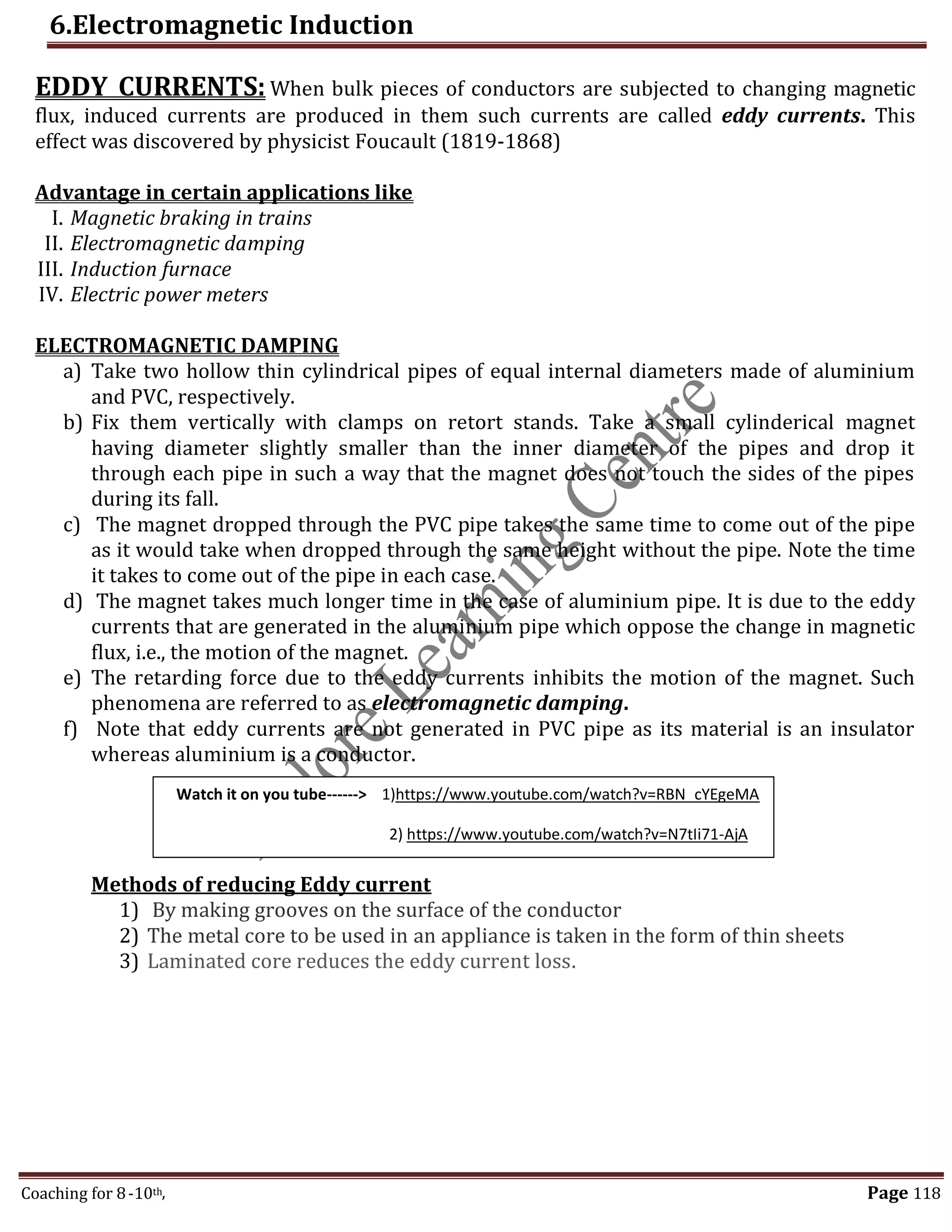 PHY PUC 2 Notes Electromagnetic induction | PDF