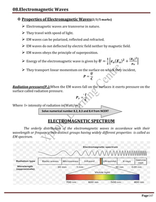 PHY PUC 2 Notes-Electromagnetic waves | PDF