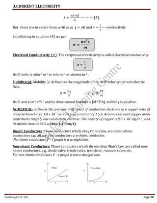 PHY CURRENT ELECTRICITY PUC 2 Notes | PDF