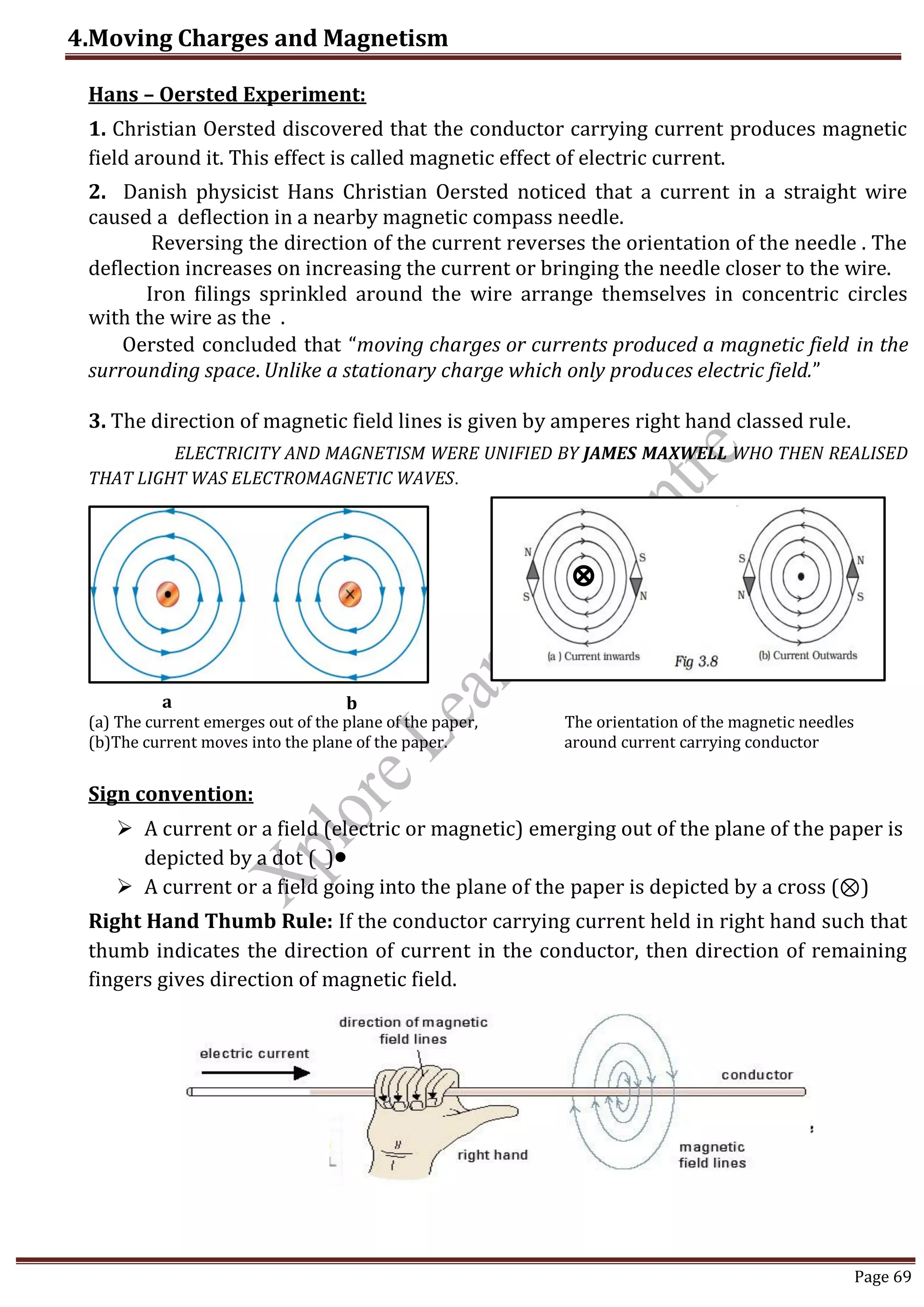 PHY PUC 2 MOVING CHARGE AND MAGNETISM | PDF