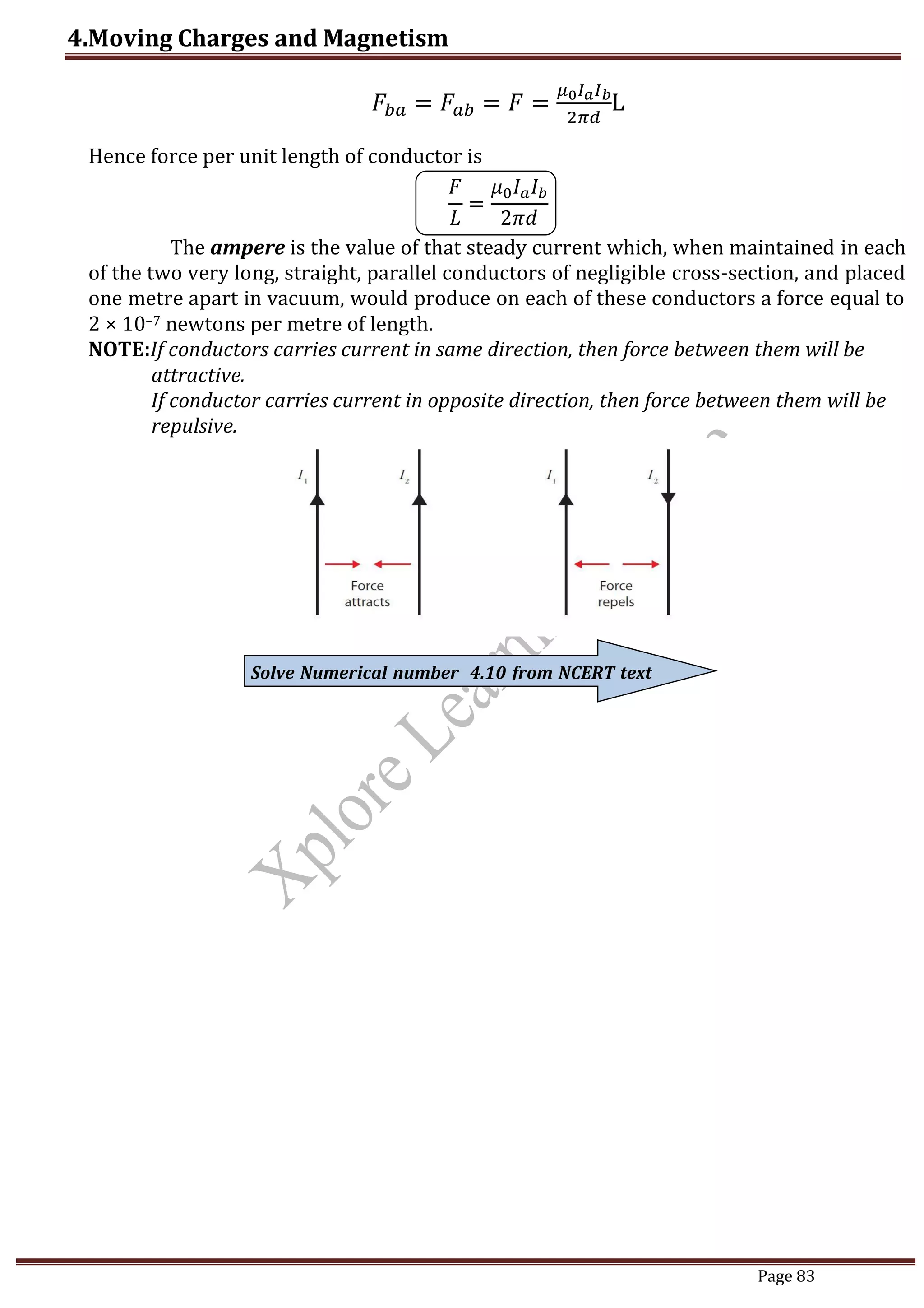 PHY PUC 2 MOVING CHARGE AND MAGNETISM | PDF