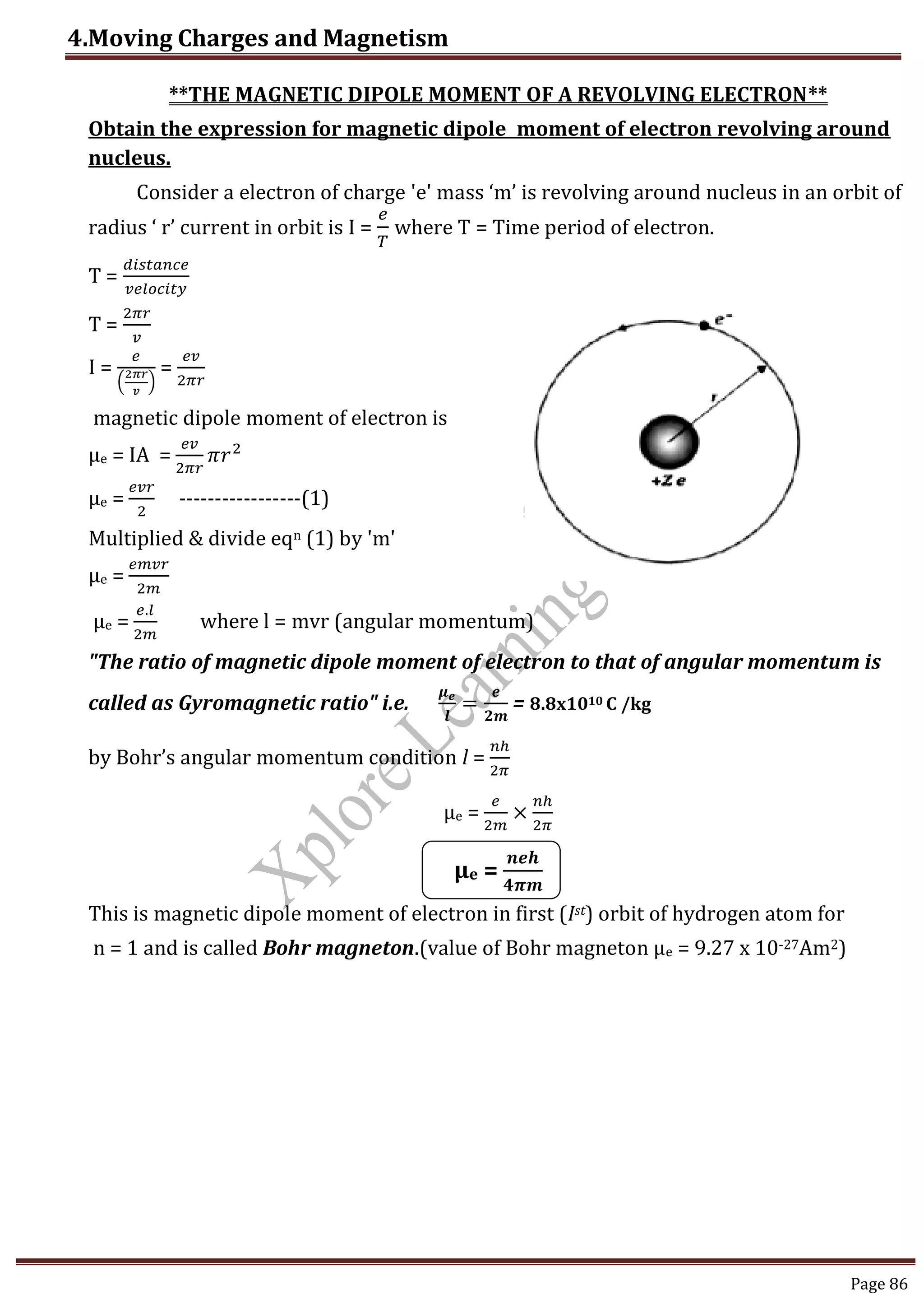 PHY PUC 2 MOVING CHARGE AND MAGNETISM | PDF