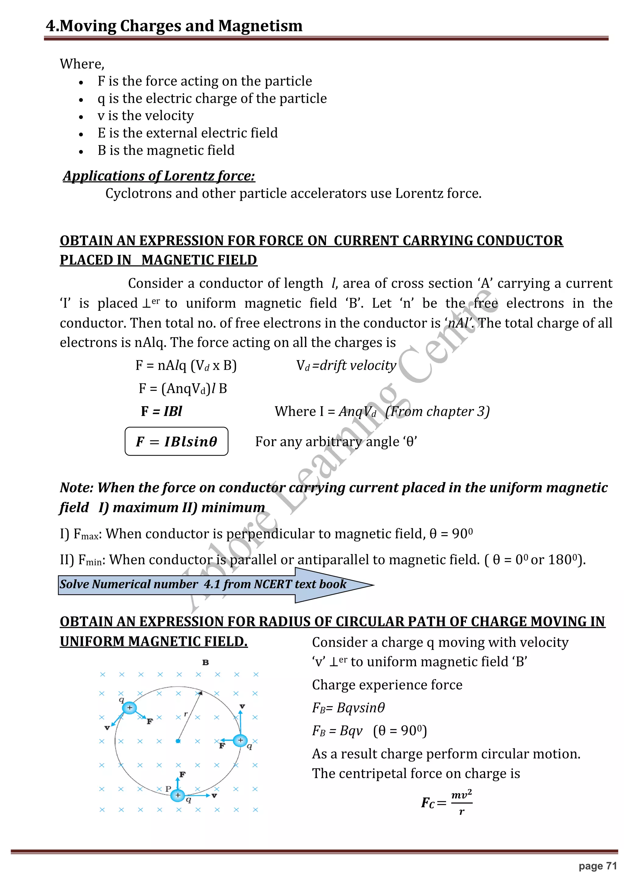 PHY PUC 2 MOVING CHARGE AND MAGNETISM | PDF