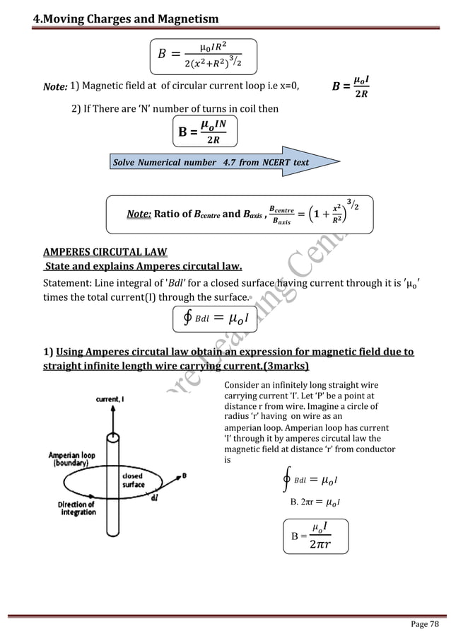 PHY PUC 2 MOVING CHARGE AND MAGNETISM | PDF | Physics | Science