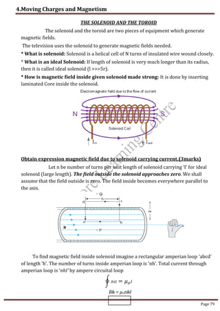 PHY PUC 2 MOVING CHARGE AND MAGNETISM | PDF