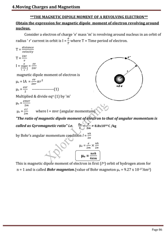 PHY PUC 2 MOVING CHARGE AND MAGNETISM | PDF | Physics | Science