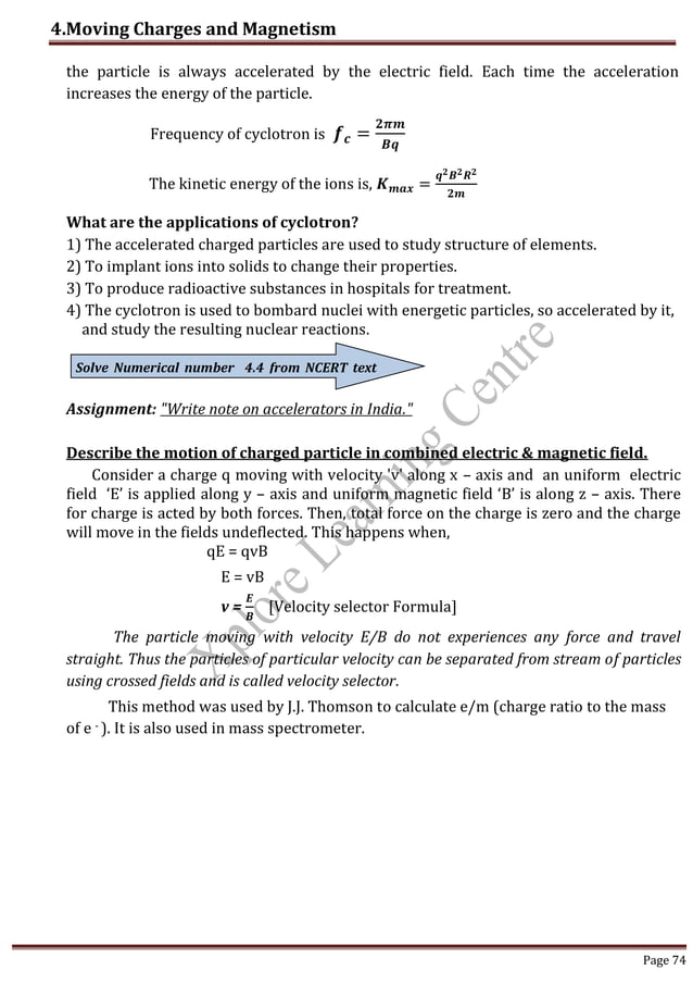 PHY PUC 2 MOVING CHARGE AND MAGNETISM | PDF | Physics | Science