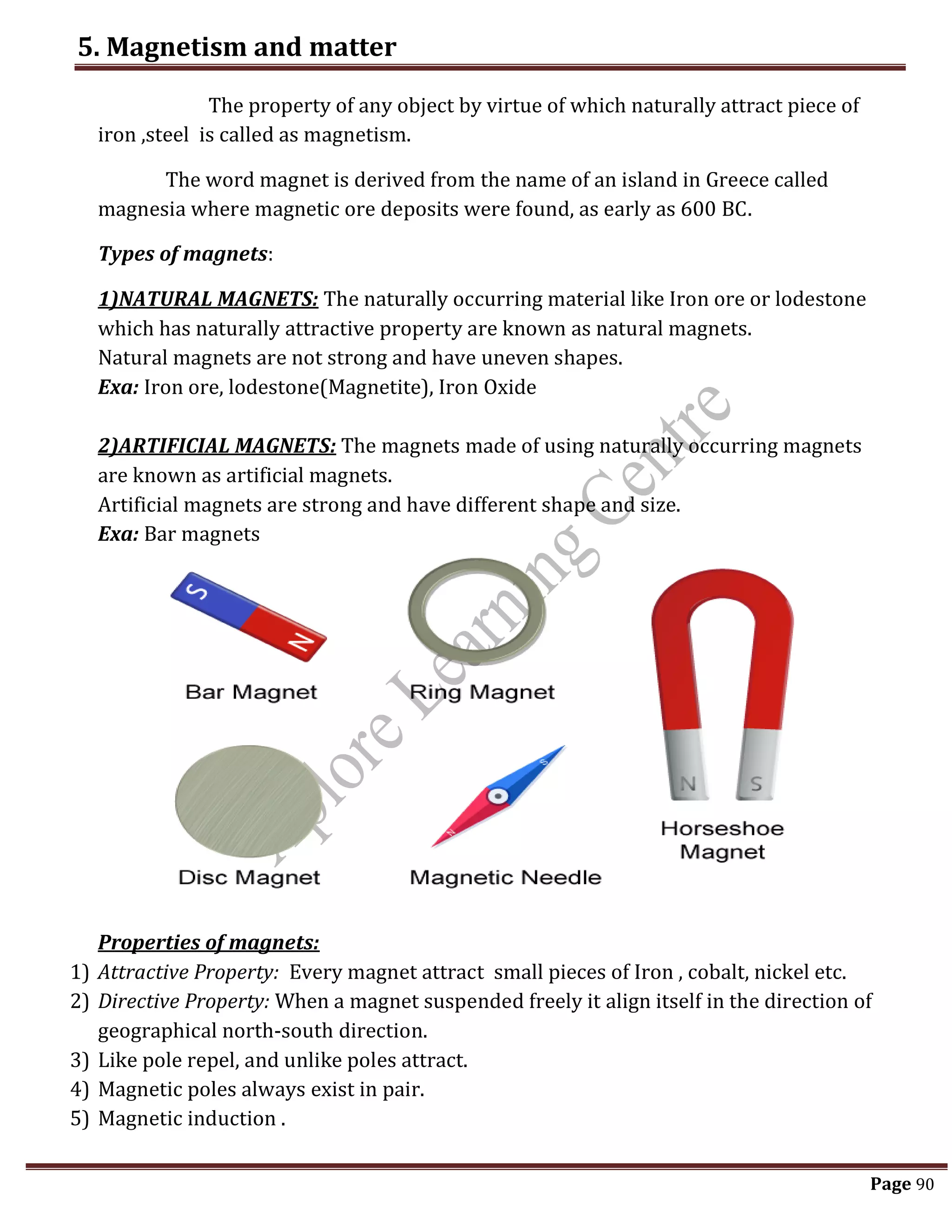 PHY PUC 2 NOTES:- MAGNETISM AND MATTER | PDF