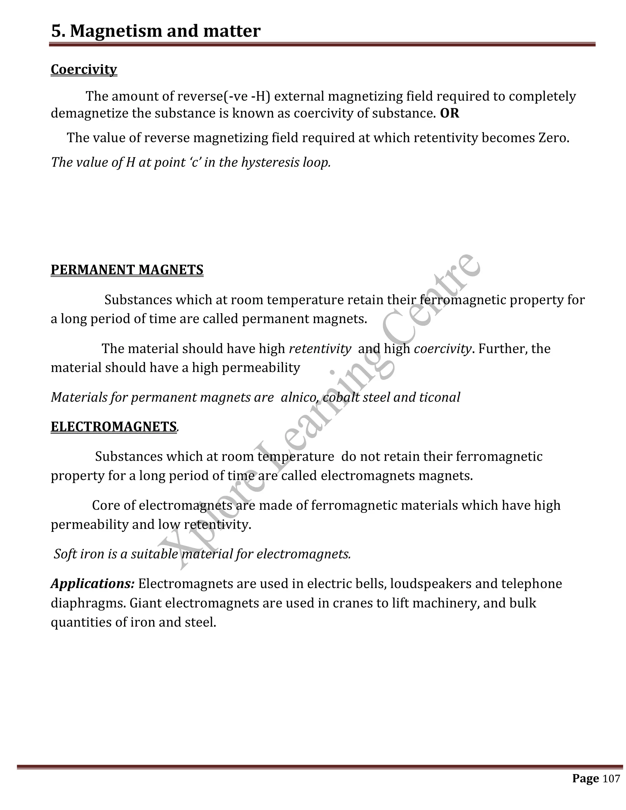 PHY PUC 2 NOTES:- MAGNETISM AND MATTER | PDF