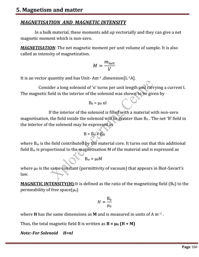 PHY PUC 2 NOTES:- MAGNETISM AND MATTER | PDF | Geology | Science