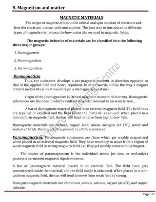 PHY PUC 2 NOTES:- MAGNETISM AND MATTER | PDF