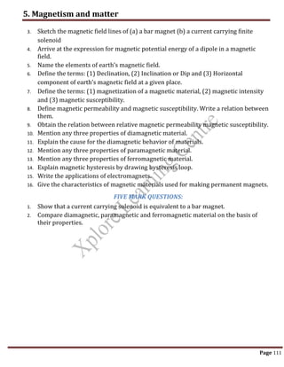 PHY PUC 2 NOTES:- MAGNETISM AND MATTER | PDF