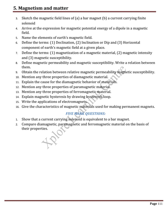 PHY PUC 2 NOTES:- MAGNETISM AND MATTER | PDF | Geology | Science