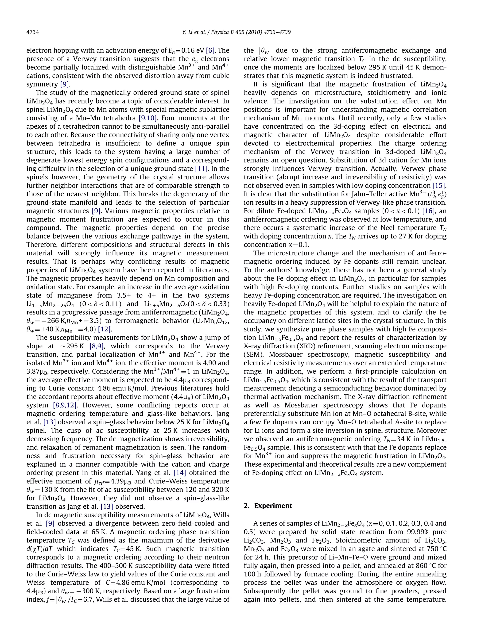 Structural and magnetic properties of LiMn1.5Fe0.5O4 spinel oxide | PDF