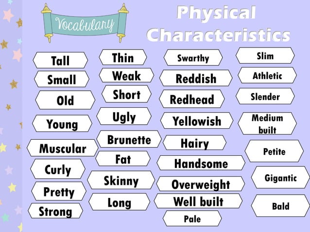 Physical Characteristics Vocabulary | PPT