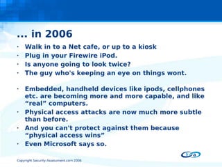 Physical Access Attacks with Firewire | PDF