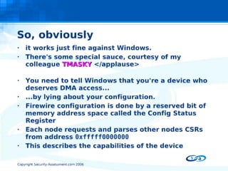 Physical Access Attacks with Firewire | PPT