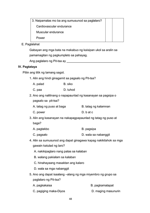 Physical education 5 | PDF