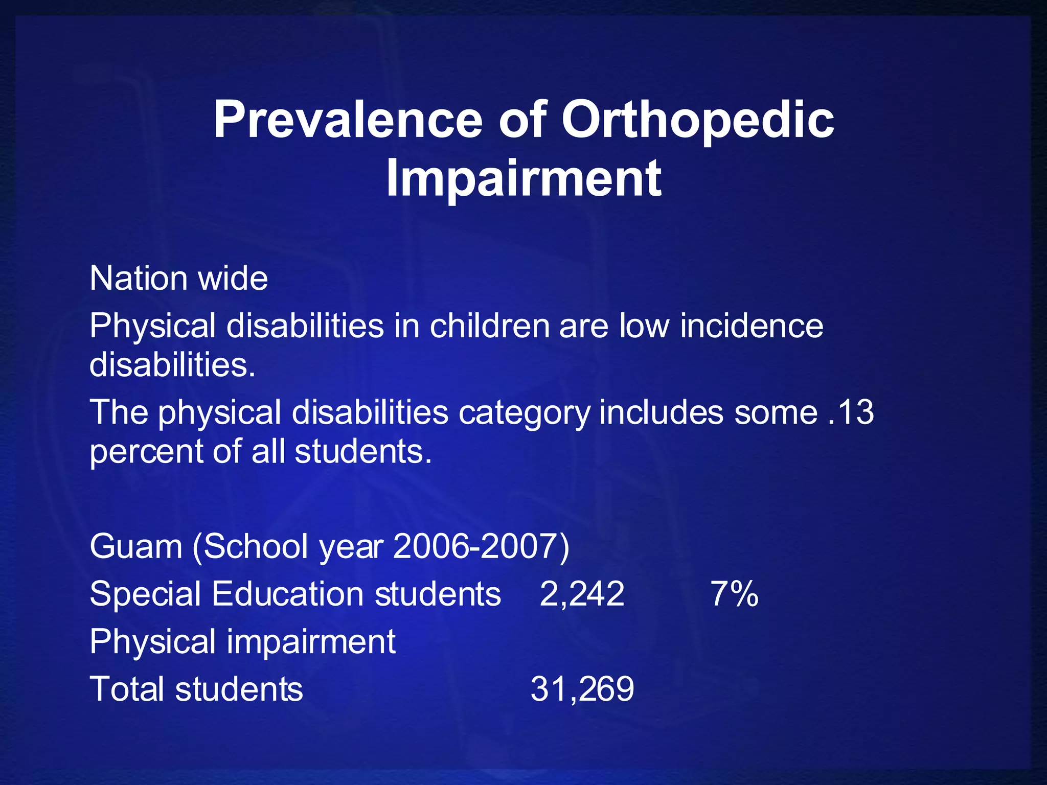Physical Impairments 97 2003 | PPT