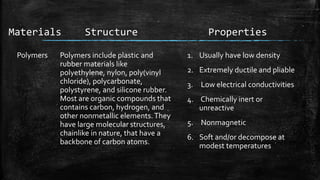Properties and Structures and Uses of Different Materials | PPTX