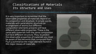 Properties and Structures and Uses of Different Materials | PPTX