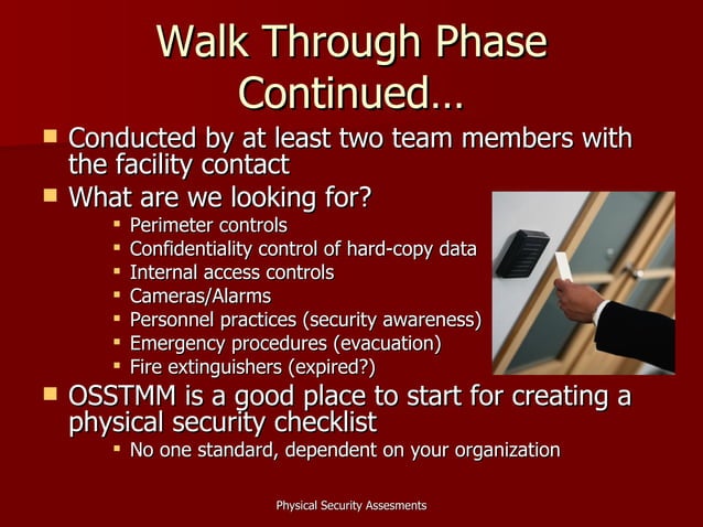 Physical Security Assessments | PPT | Information and Network Security ...