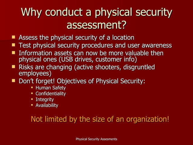 Physical Security Assessments | PPT | Information and Network Security | Computing