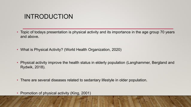 PHYSICAL ACTIVITY IN THE ELDERLY.pptx | Eldercare | Family and Relationships