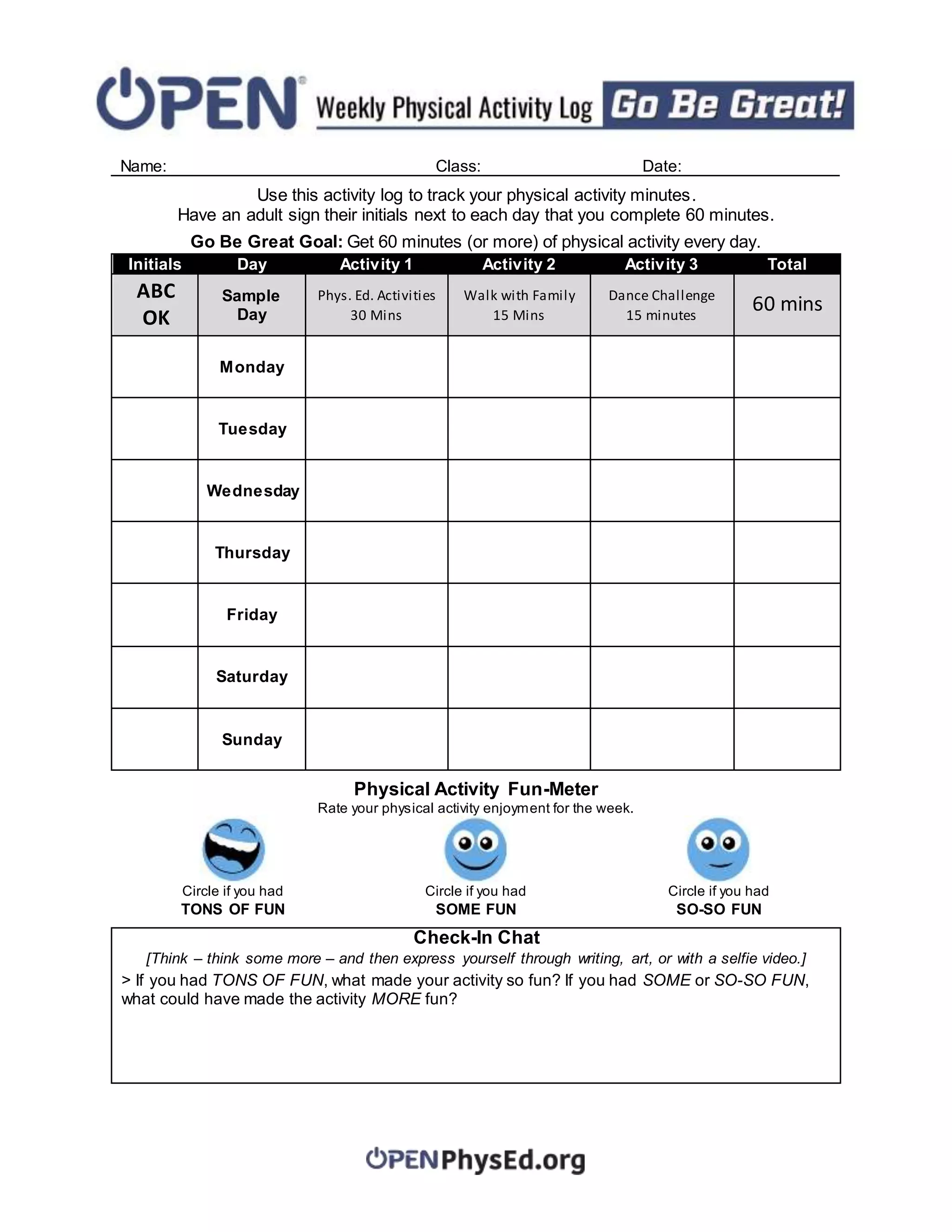 Physical activity logs (2) | PDF