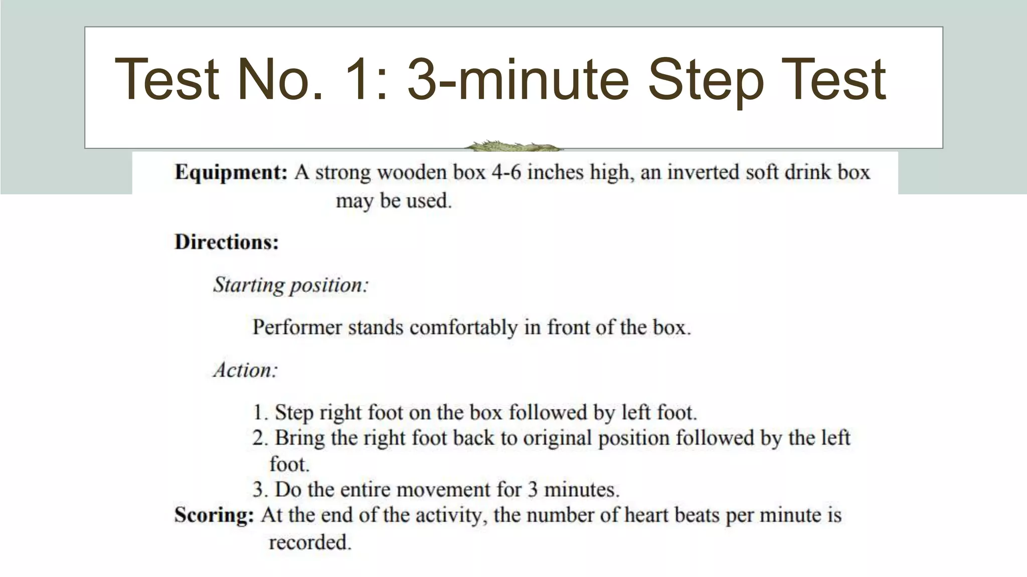 Physical Activity Towards Health and Fitness 3 Fitness Testing ...