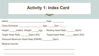 Physical Activity Towards Health and Fitness 3 Fitness Testing ...