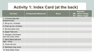 Physical Activity Towards Health and Fitness 3 Fitness Testing ...