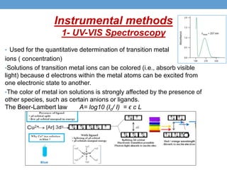 Physical and analytical studies of transition metal complexes | PPTX