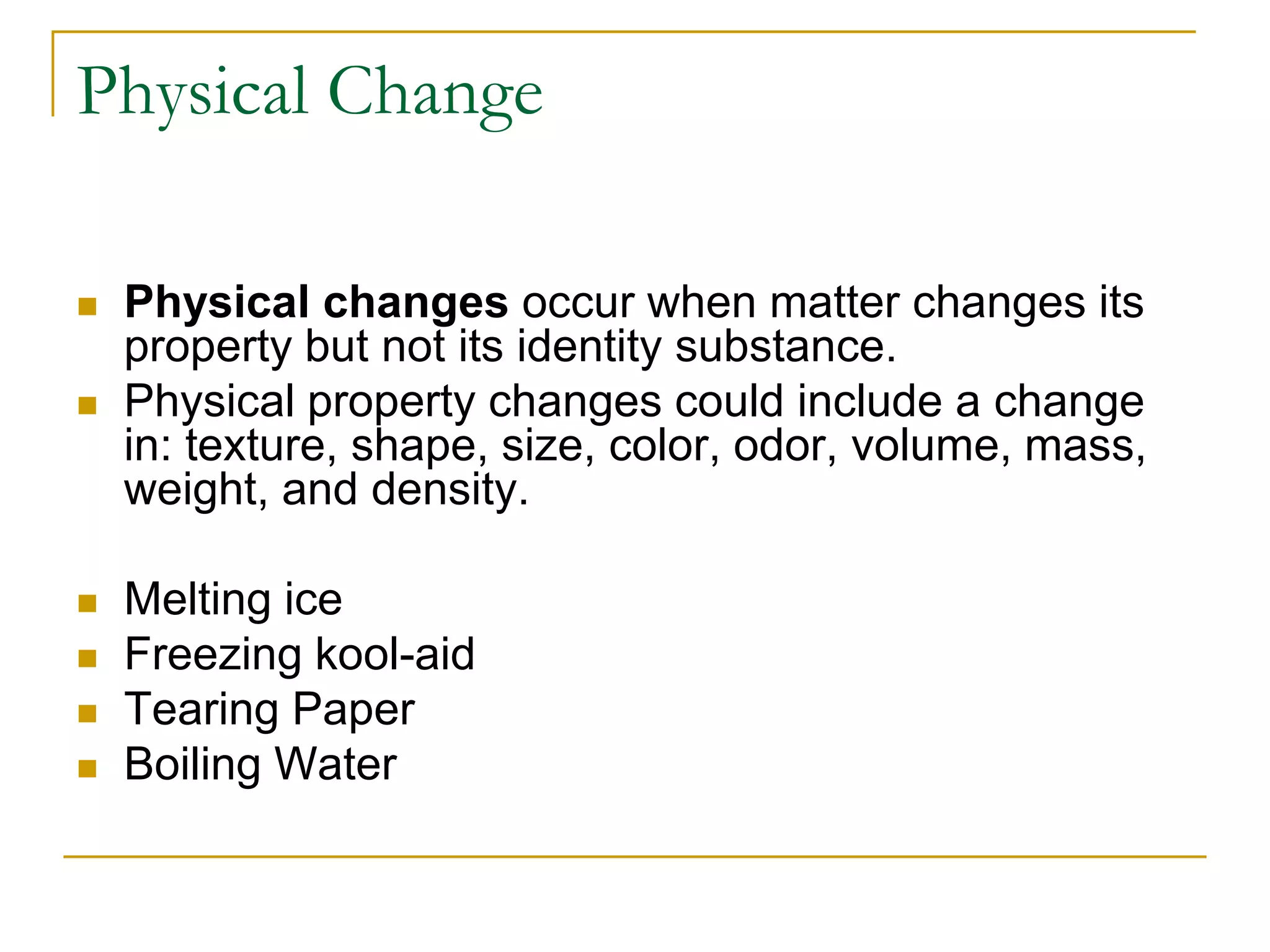 Physical and Chemical Changes | PDF