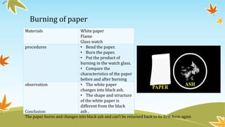 Physical and chemical changes of matter | PPTX