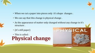 Physical and chemical changes of matter | PPTX